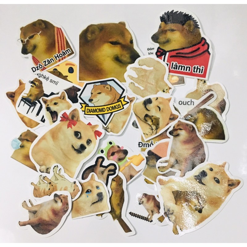 Cheems stickers 30 pieces silk pressed different photos / shiba meme ...