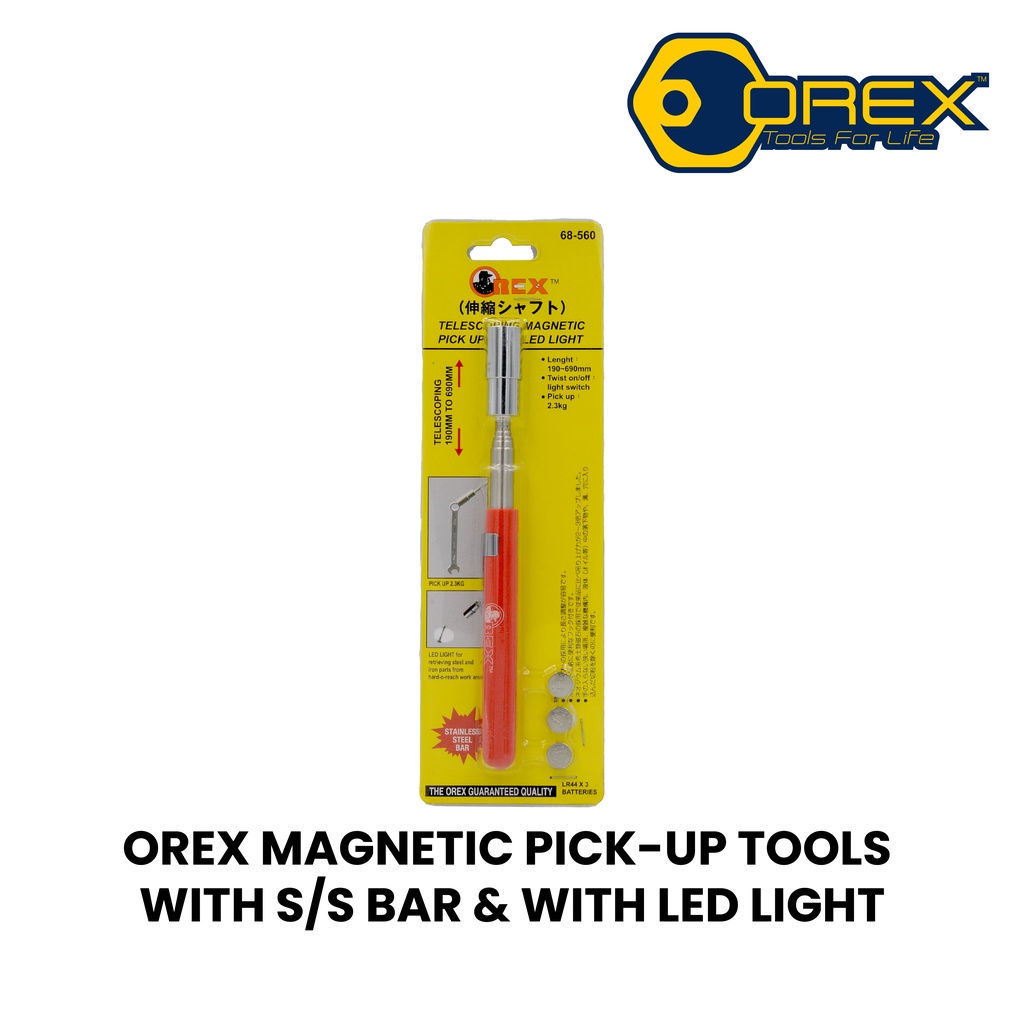OREX MAGNETIC PICK-UP TOOLS WITH S/S BAR & WITH LED LIGHT | Shopee ...