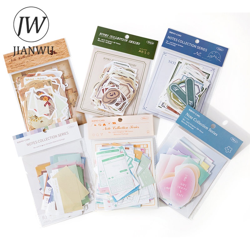 JIANWU 100 Sheets Retro Writable Journal Material Pack Simple Memo Pad ...