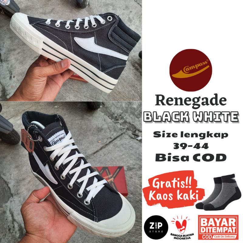 PUTIH HITAM Renegade BLACK WHITE HIGH ORIGINAL SNEAKER BLACK WHITE ...