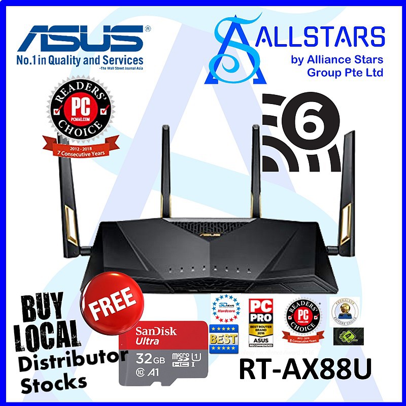 (ALLSTARS) ASUS RT-AX88U Wireless-AX6000 Gigabit Router Dual Band ...