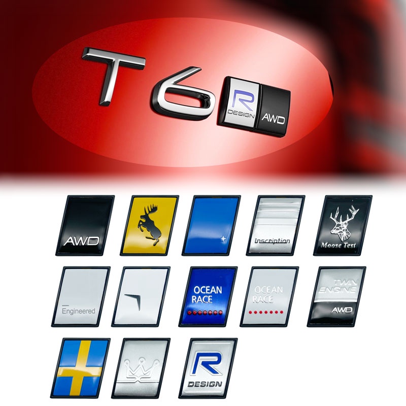 Car 3D Decor T5 T6 R Design AWD Emblem Sweden Flag Badge Small Metal ...