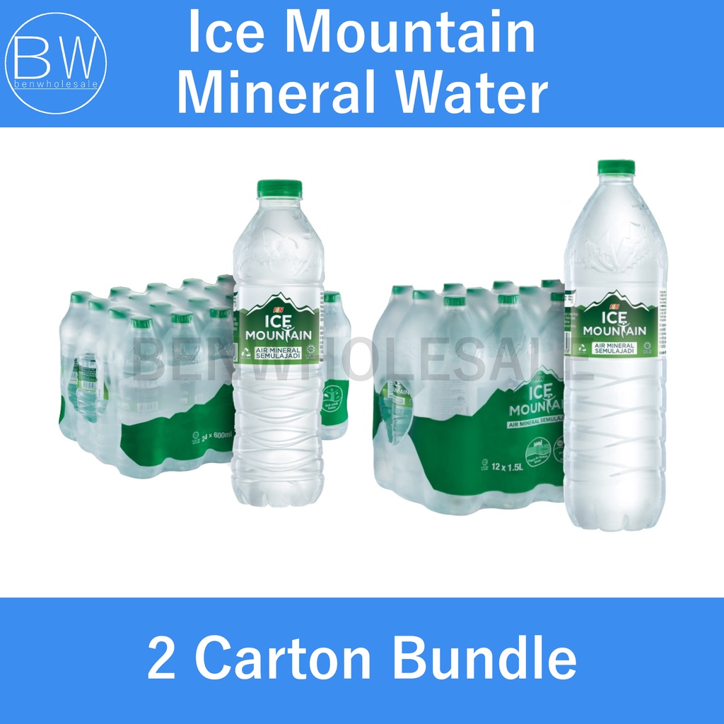 Ice Mountain Mineral Water (2 Carton Bundle) 24 x 600ml / 12 x 1.5L ...