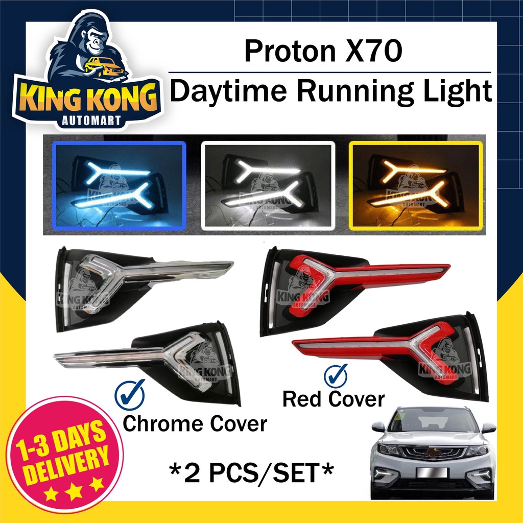 PROTON X70 front bumper daylight DRL led 3 Colour CHROME/RED arrow ...