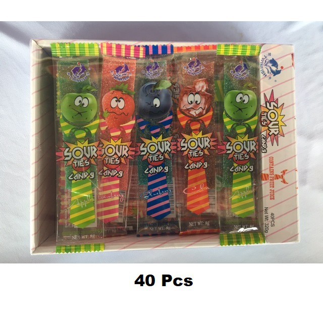 40 Pcs Sour Power Ties Assorted Fruits Candy 8g Each (LOCAL READY STOCK ...