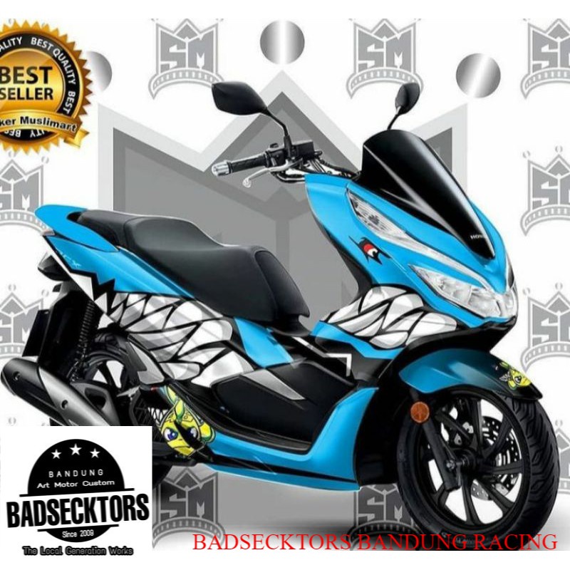 Cool HONDA PCX BLUE TOSCA SHARK DECAL STICKER | Shopee Singapore