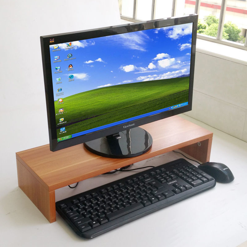 White Desktop Monitor Stand Computer Screen Riser Wood Shelf Plinth ...
