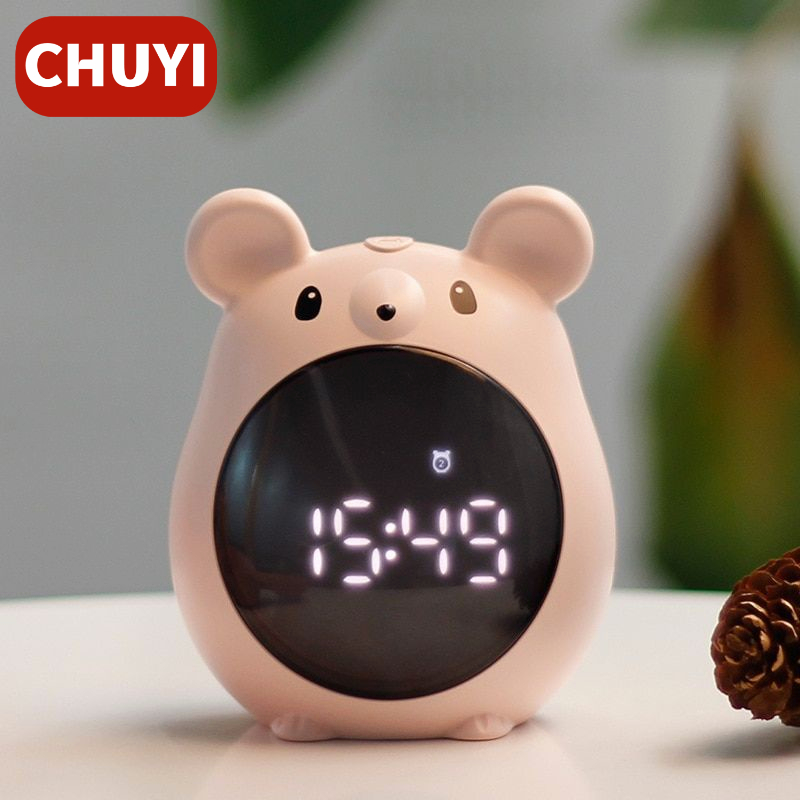 Creative Mini Mute Fairy Mouse Alarm Clock Digital Rechargeable Student ...