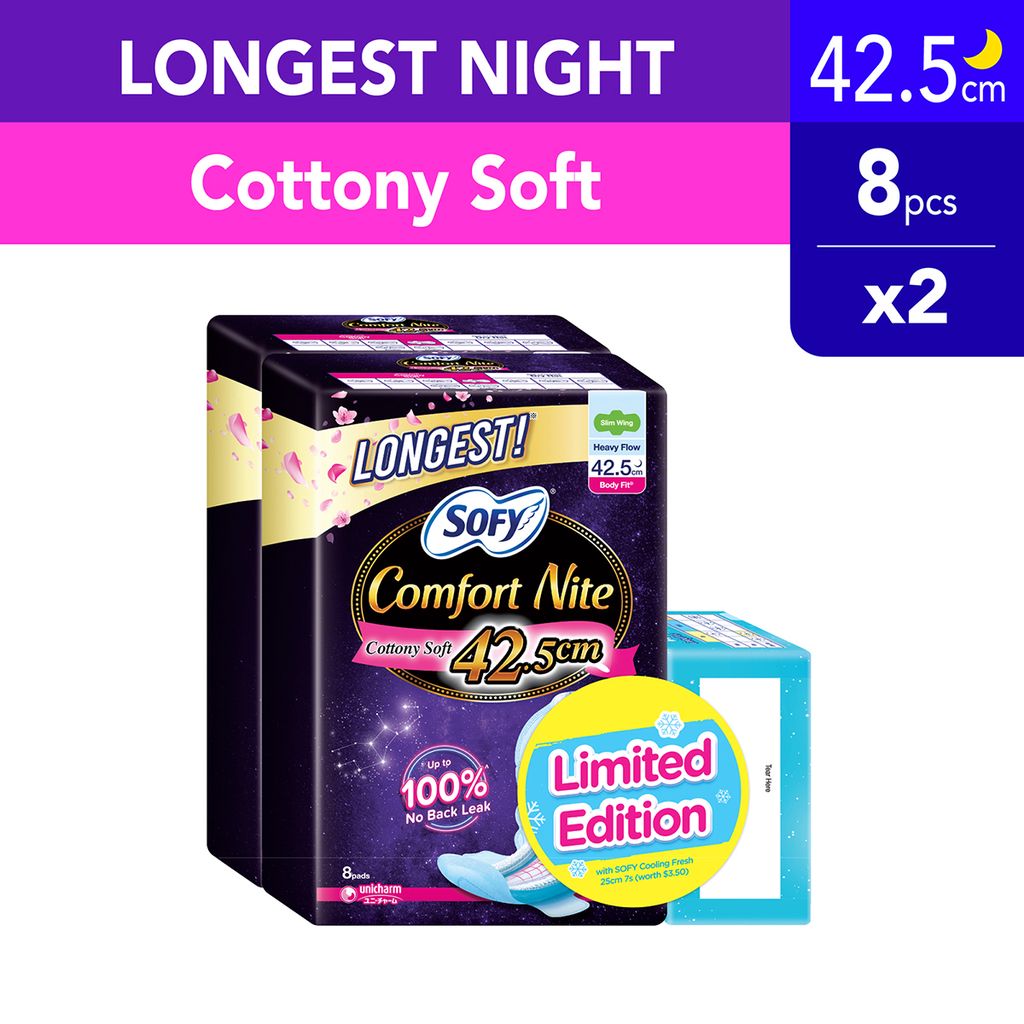 Sofy Comfort Nite Cottony Soft (BodyFit) Slim Wing 42.5cm 8s Twin Pack ...
