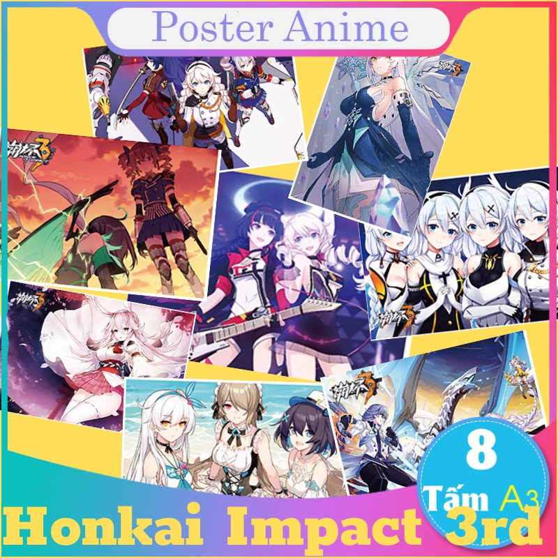 [Genuine Paper] Honkai Impact 3rd Set of 8 large posters, super quality ...