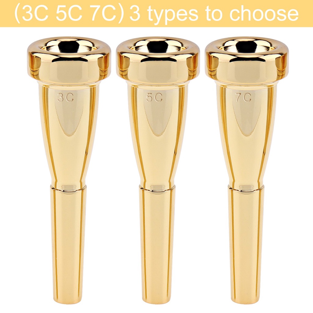 3C 5C 7C Gold Cooper Plated Metal Trumpet Mouthpiece Bullet Shape for ...