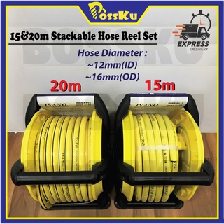 ISANO 1/2'' x 15m & 20m Wall Mounted Stackable Hose Reel Roller Set ...
