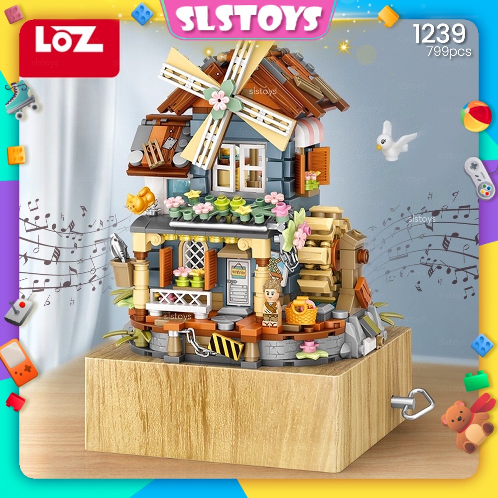 LOZ IDEAS Mini Block 1239 Windmill House Music Box Building Brick Boy ...