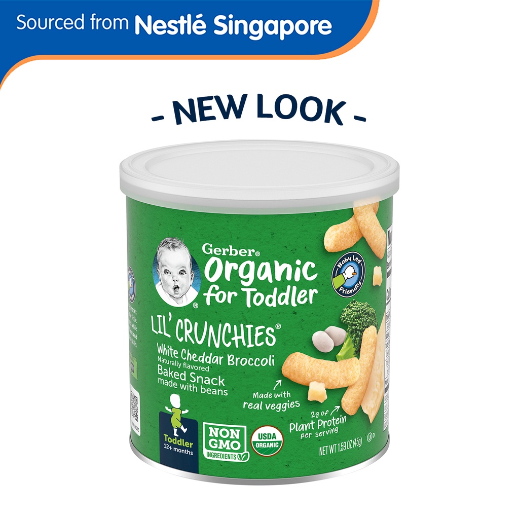 Gerber Organic Lil Crunchies White Cheddar Broccoli Baby Snack 45g ...