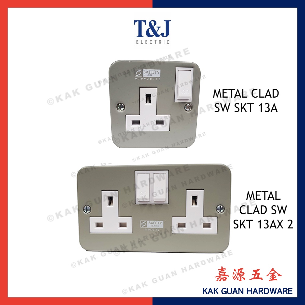 T & J METAL CLAD SWITCH SOCKET 13A & 13A X 2 | Shopee Singapore