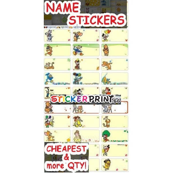 (M1) Personalised Cartoon Name Stickers (30mmx13mm) 90 Pieces | Shopee ...