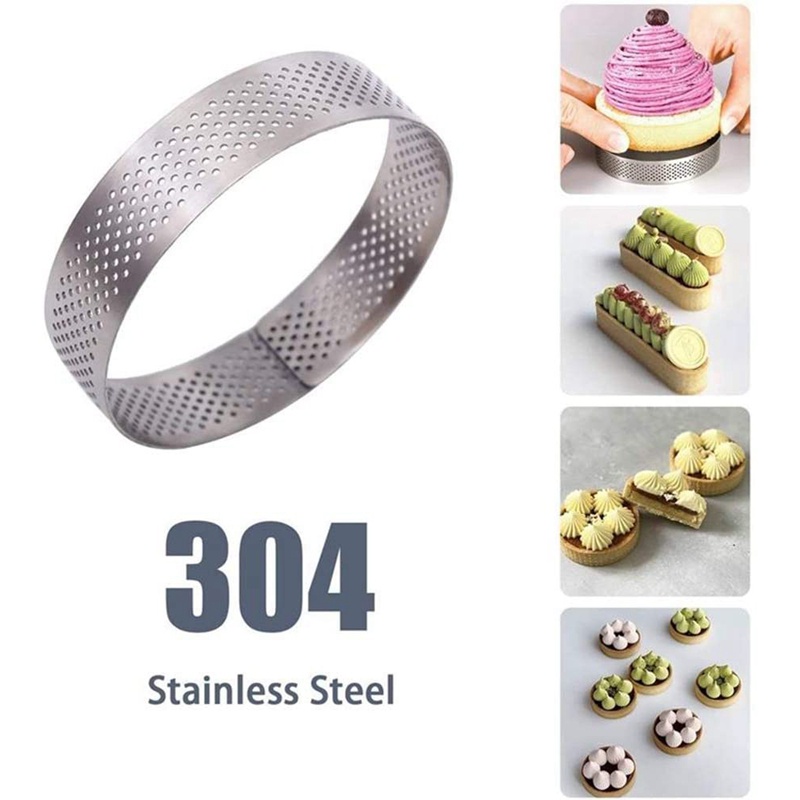 10 Pack 5Cm Stainless Steel Tart Ring, Heat-Resistant Perforated Cake ...
