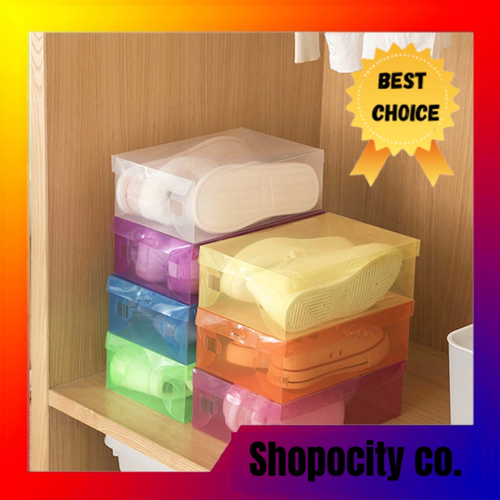 Foldable Multi-color Transparent Plastic Shoe Box Case Storage Box ...