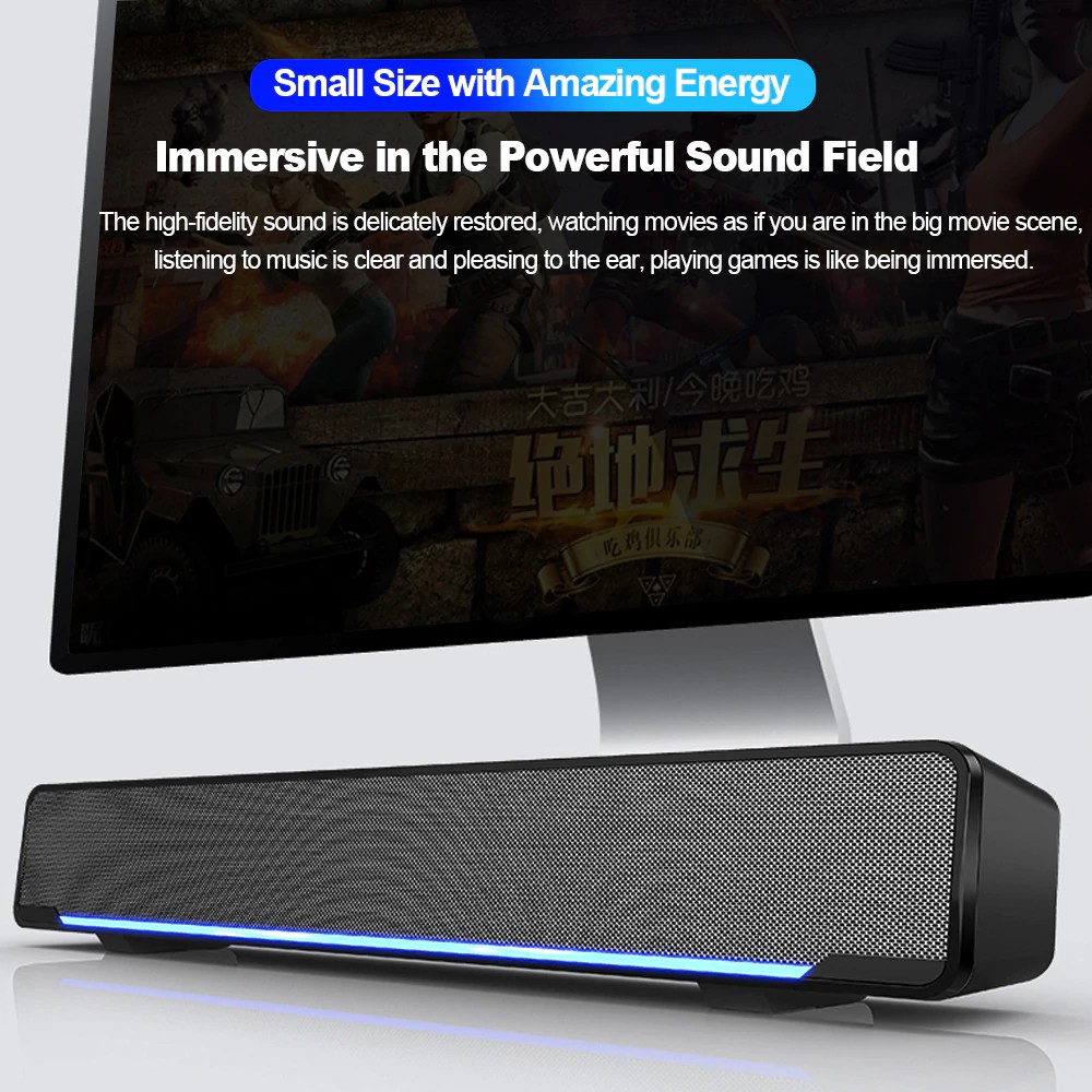 SADA Computer Speaker V-196 USB Wired Bar Stereo Subwoofer Music Player ...