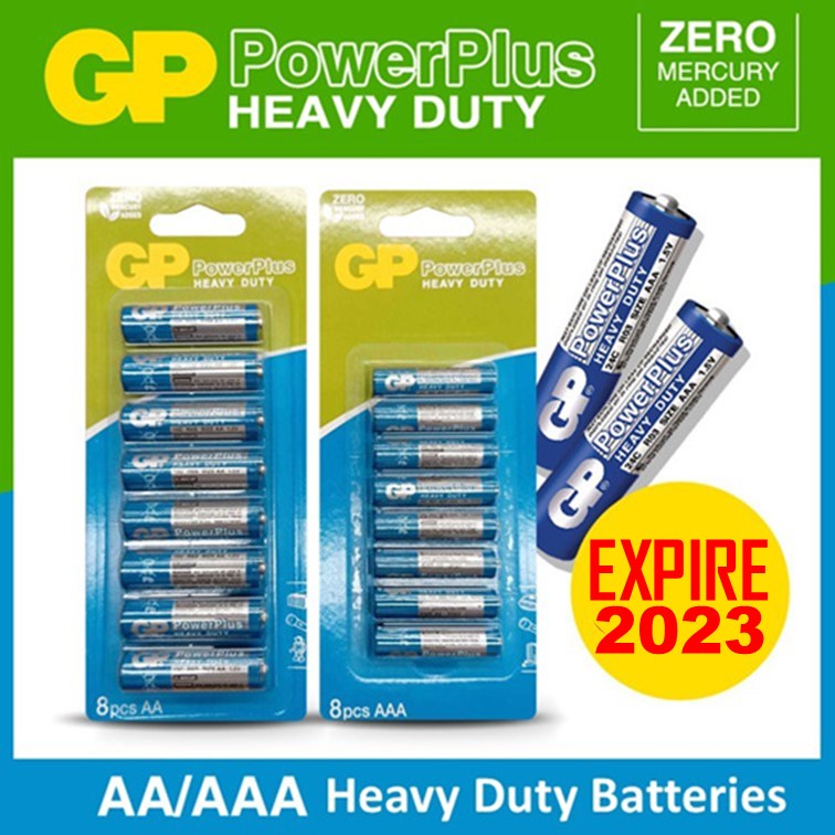 GP Battery AA / AAA Batteries PowerPlus Heavy Duty batteries | Shopee ...