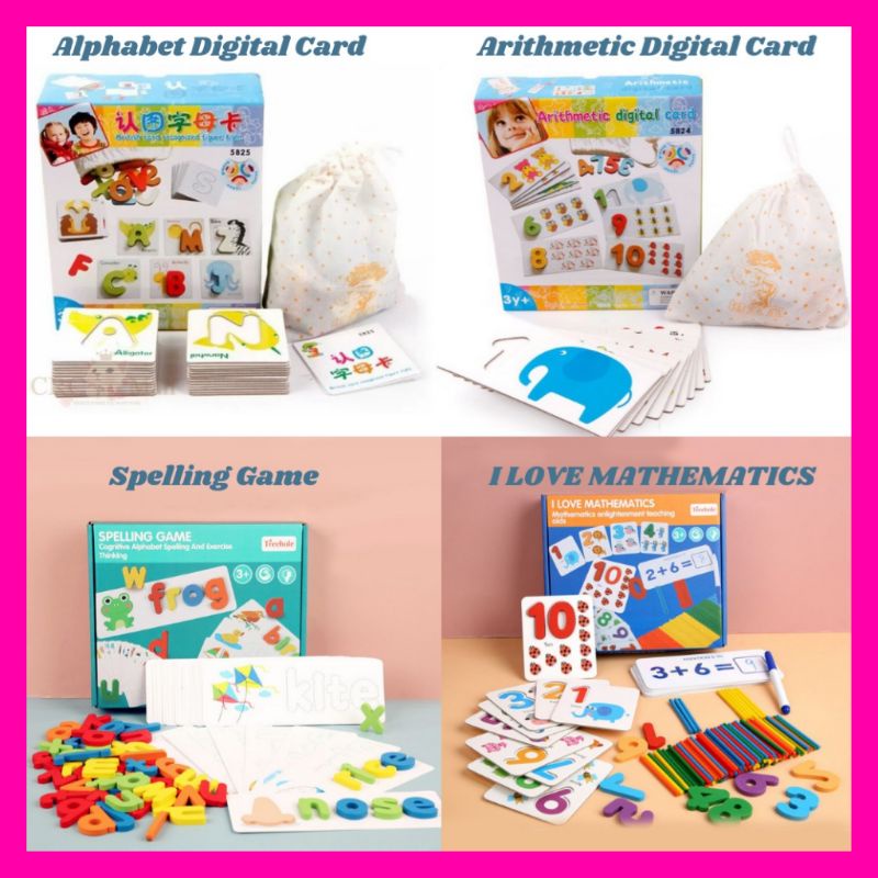 ABC Alphabet, Number Digital and Spelling Words Game Letter Card ...