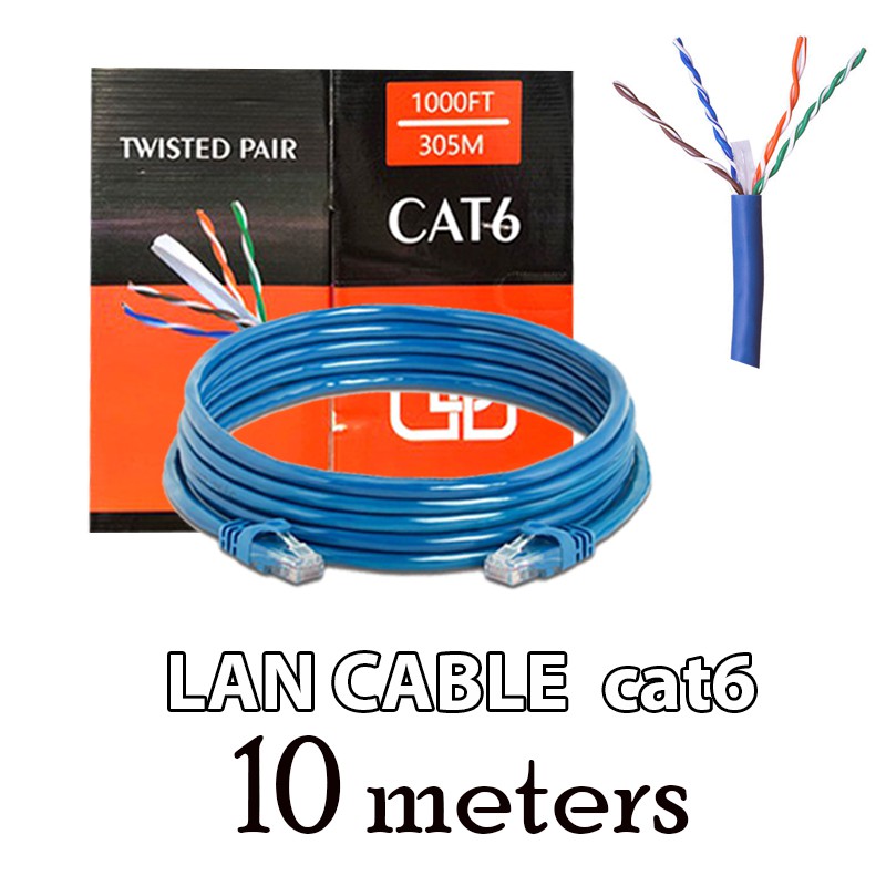 Lan Cable Cat6 with rj45 (10 meters) | Shopee Singapore