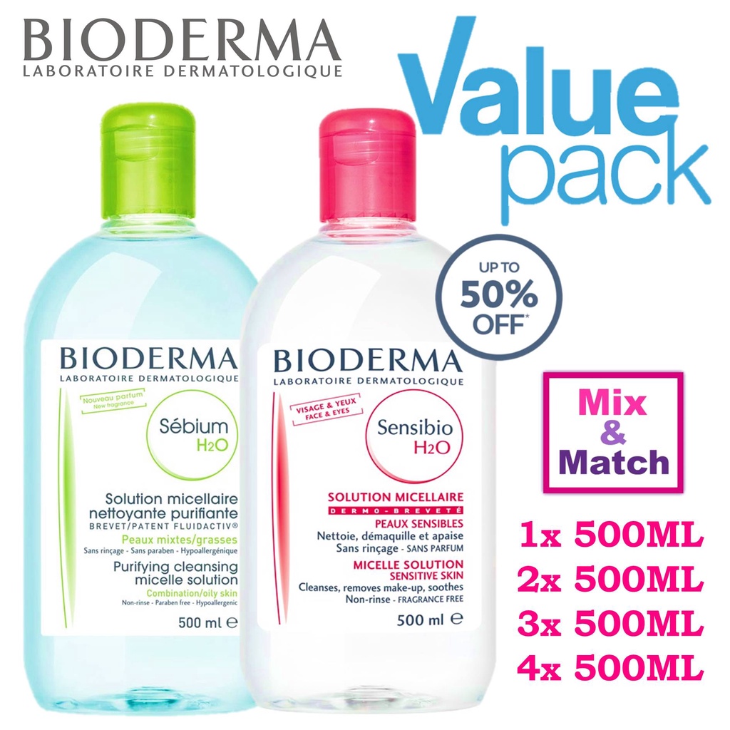 Bioderma Sensibio/ Sebium/ Hydrabio Cleanser Makeup remover. | Shopee ...