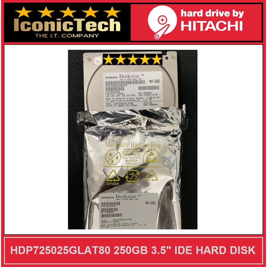 Hitachi Deskstar HDP725025Glat80 250GB IDE Hard Disk (3.5' IDE PATA) | Shopee Singapore