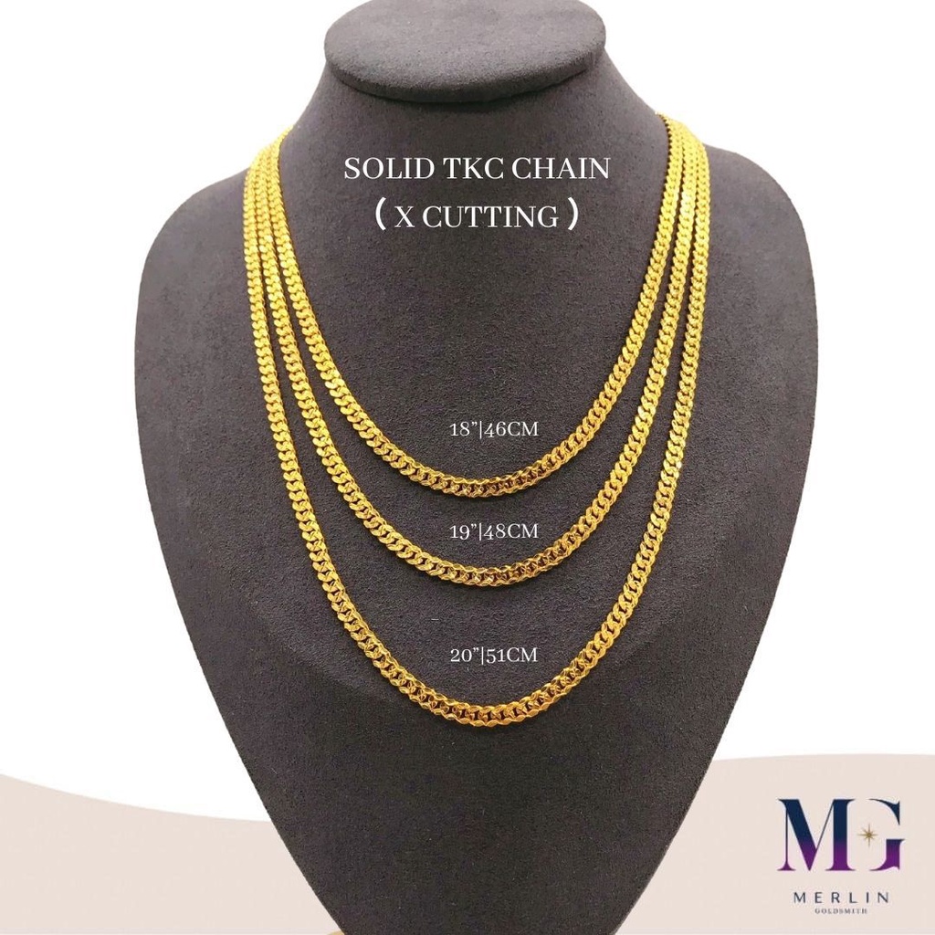 Merlin Goldsmith 22K 916 Gold Solid TKC Chain (X Cutting) | Shopee ...