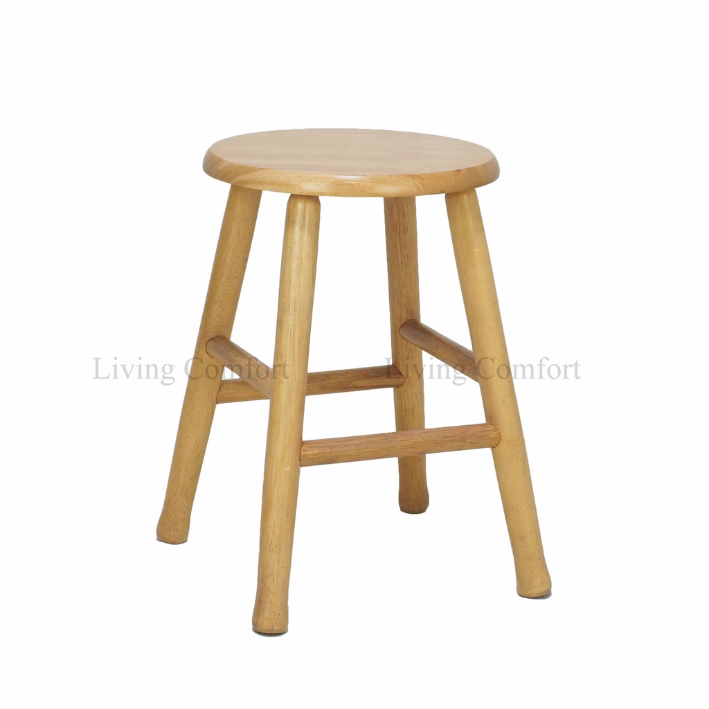 ROUND SOLID WOODEN STOOL 18" 45cm (EXPORT QUALITY) BANGKU KAYU / KERUSI ...