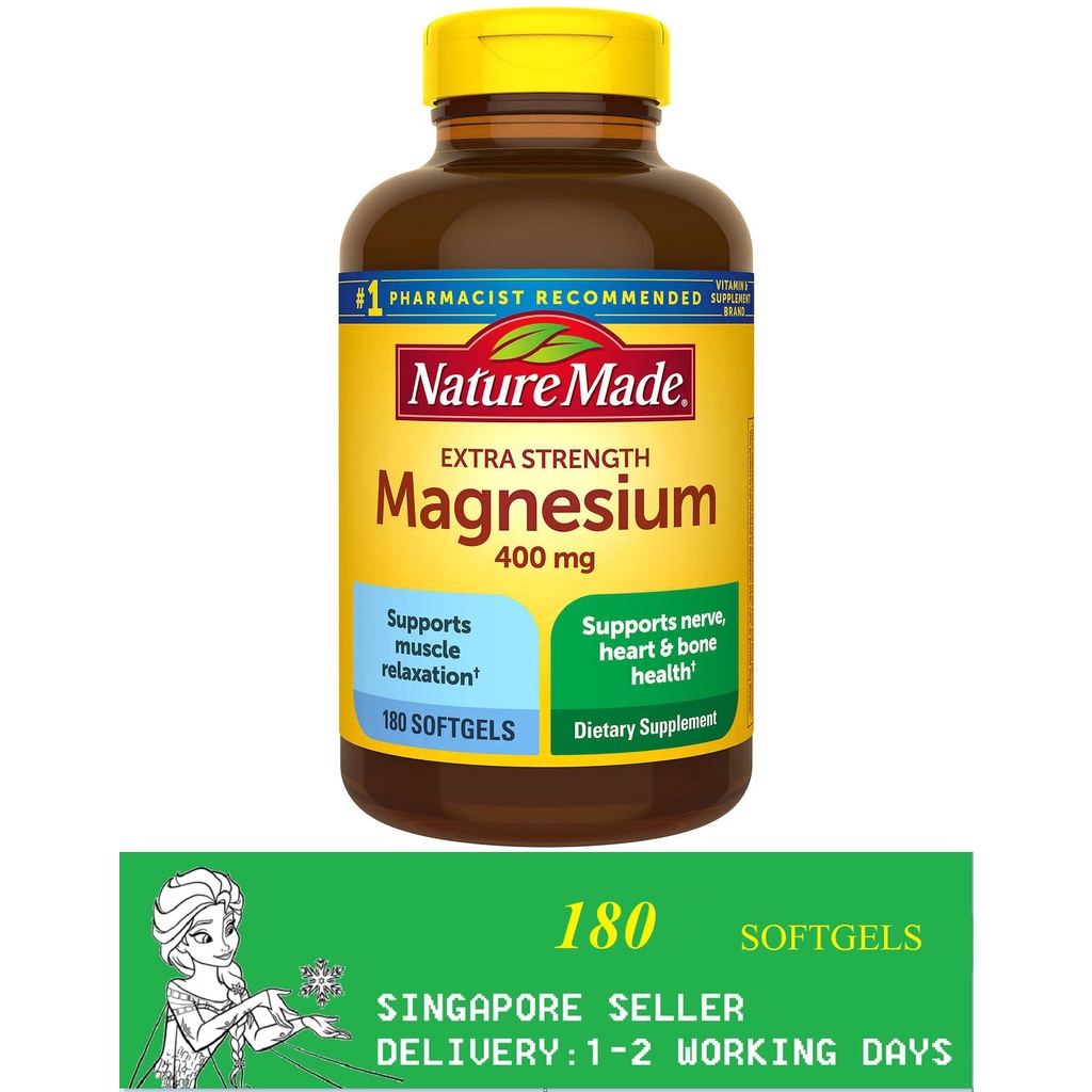 Nature Made Extra Strength Magnesium 400 mg., 180 Softgels（Exp:06/2026 ...