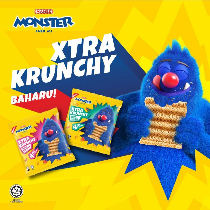 Mamee Monster Snek Mi Halal (Chicken, Barbeque, Spicy, Pepper Shield ...
