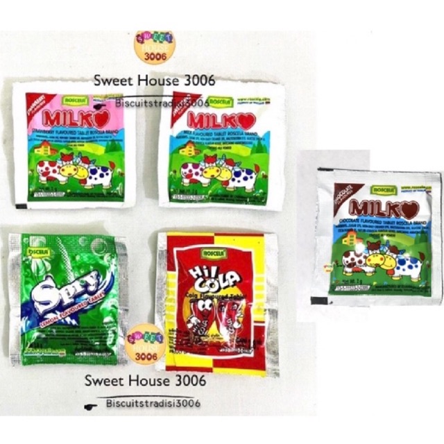 Roscela 2g x 4pkt Milko Tablet Candy Series Gula Milk Chocolte ...