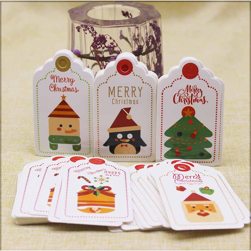 Merry christmas cute gifts tag 7*4cm White Lovely Gift Tags DIY cookies ...