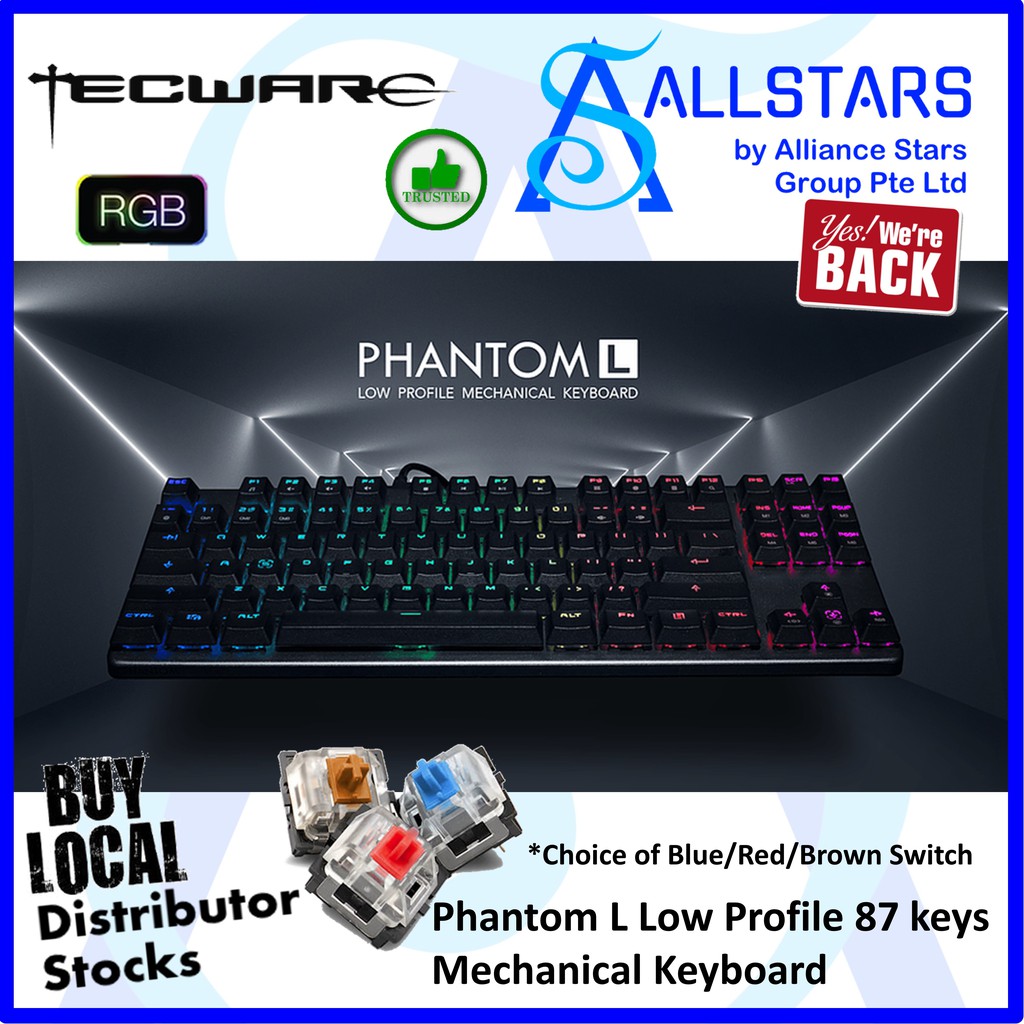 TECWARE Phantom L RGB Low Profile tenkeyless 87keys Mechanical Keyboard ...