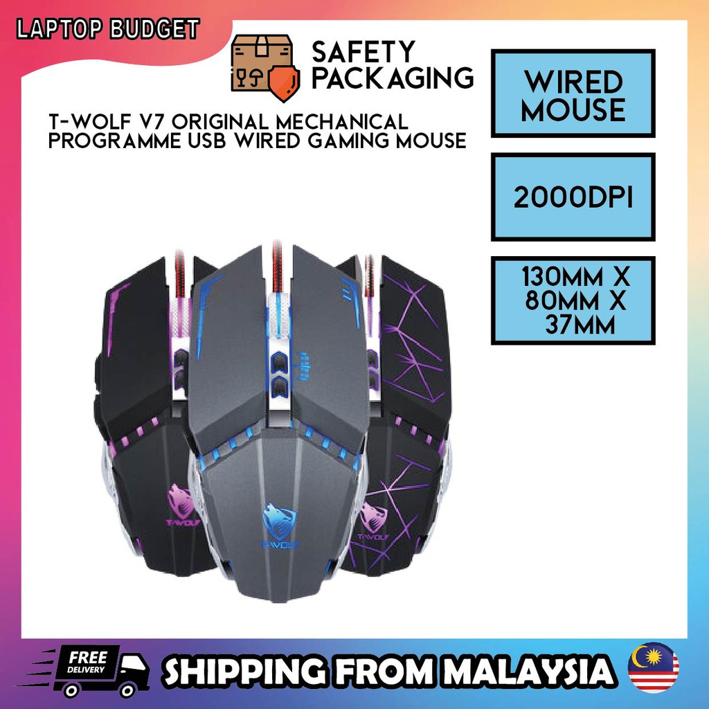 T-WOLF V7 Mechanical Programme USB Wired Gaming Mouse | Shopee Singapore
