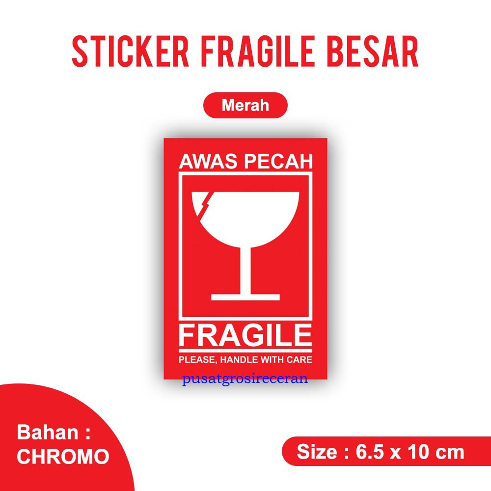 Large FRAGILE Sticker 6.5X10 Sticker Beware of Broken Handle With Care ...