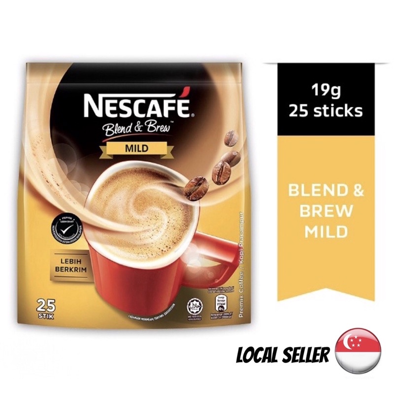 NESCAFE Blend & Brew MILD 3 in 1 Instant Coffee (25s x 19g) | Shopee ...