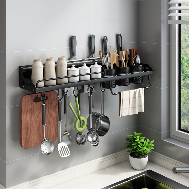 YUN JIE YA Wall-Mounted Kitchen Rack Multi-function Storage Rack ...