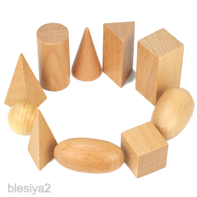 [BLESIYA2] Polished Wooden Geometric Solids Blocks, 3D Shapes (Set of ...