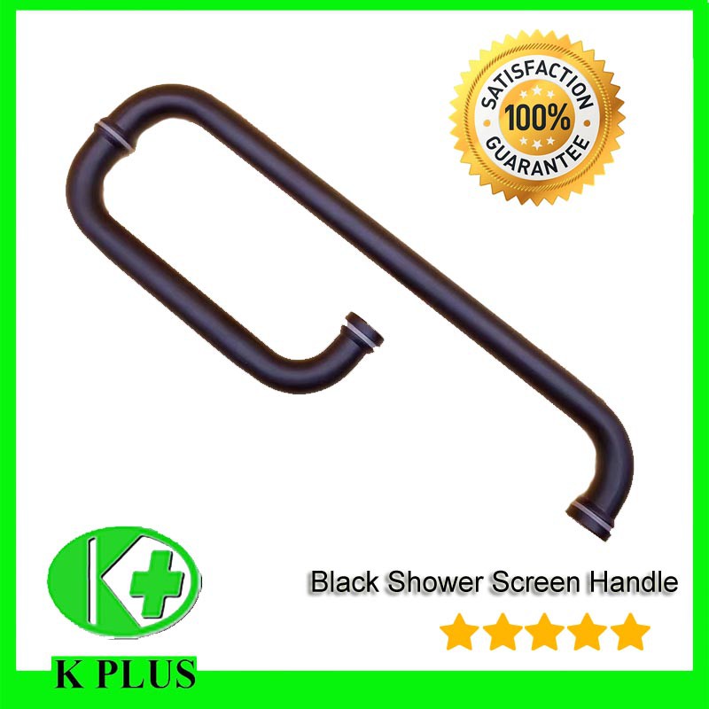Black coated Shower screen L handle Stainless steel pintu kaca mandi ...