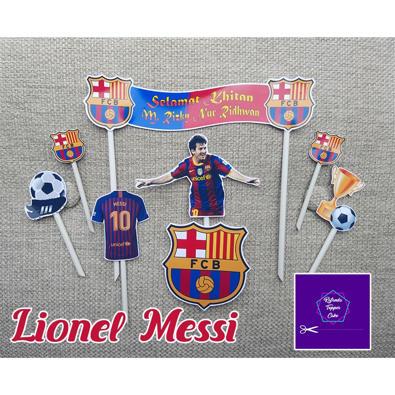 Barcelona barca lionel messi Theme Birthday Cake Topper Free custom ...