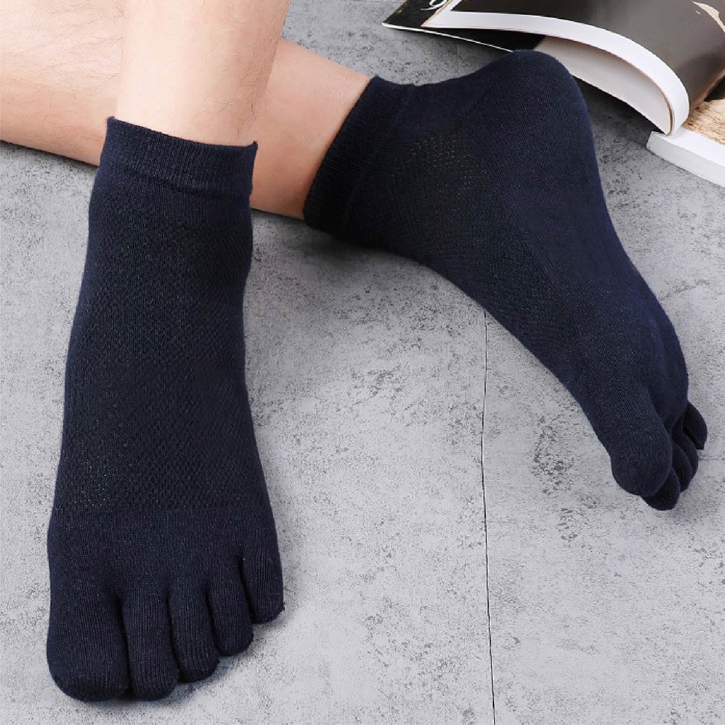 Men's Summer Cotton Short Tube Five Toes Socks Thin Mesh Hollow ...