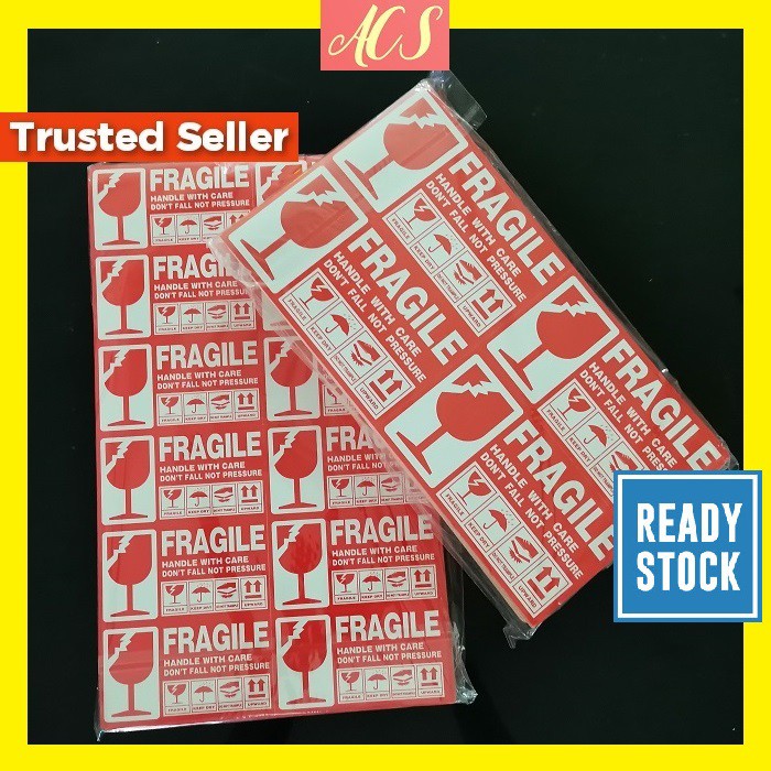 Fragile Sticker Fragile Label 9x5cm and 13x7cm Pelekat Mudah Pecah ...