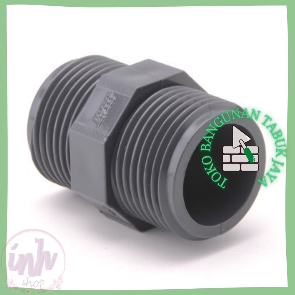 Double NIPPLE PVC DOUBLE DRAT Outer DOUBLE VALVE 1/2" -3/4 -1 | Shopee ...