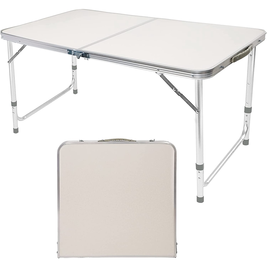 (Used) FORUP Folding Camping Table, 4 Ft Aluminum Folding Table with ...