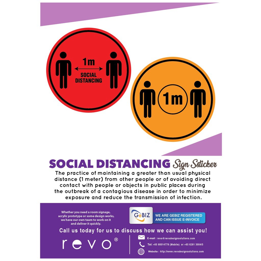 STICKER SIGN for SOCIAL DISTANCING (25 x 25 cm) | Shopee Singapore