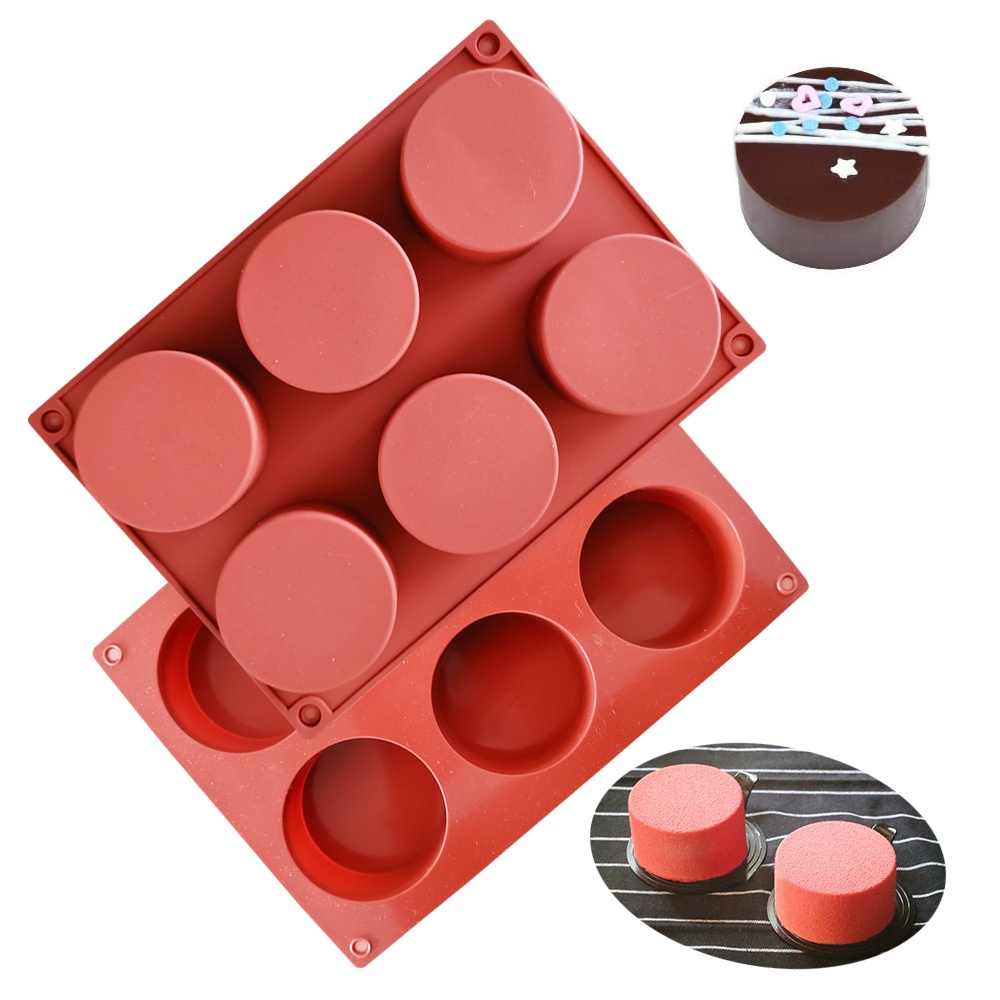New 6 Cavity Cylinder Silicone Cake Mold For Cookies Making 3D Handmade ...