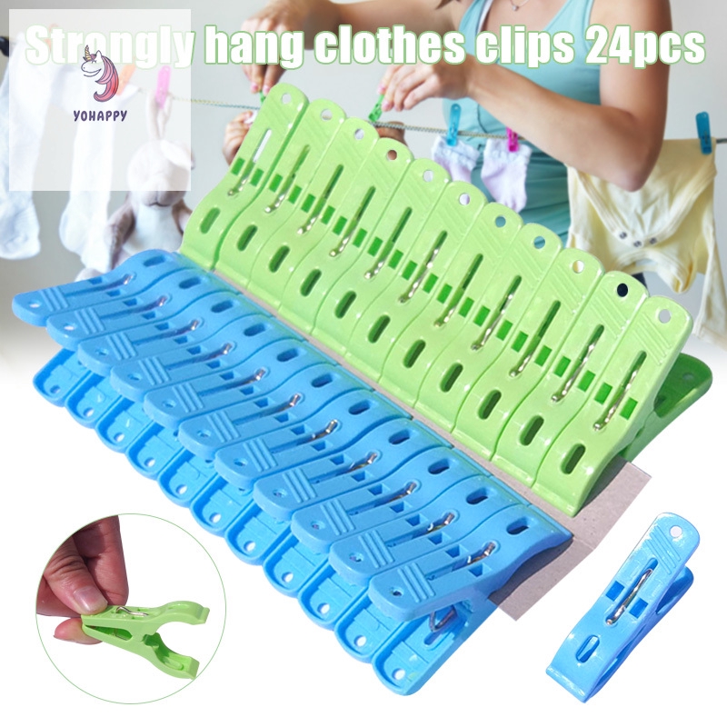 24Pcs/set Clothes Pegs Strong Windproof Laundry Clothespins Plastic ...