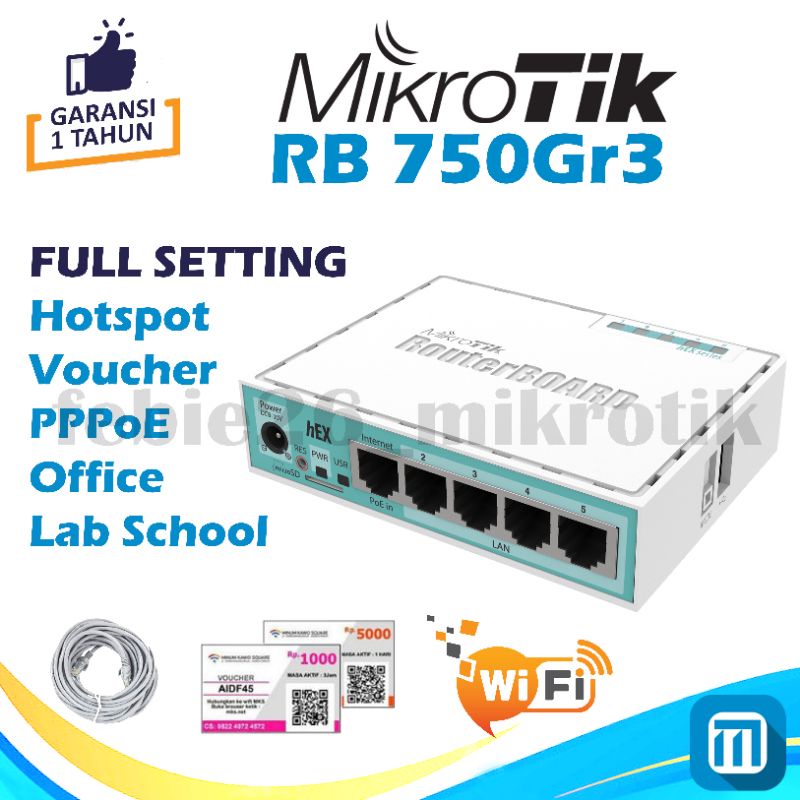 MIKROTIK MicroTik RB750 Gr3 Full Setting Hotspot Voucher PPPoE Server ...